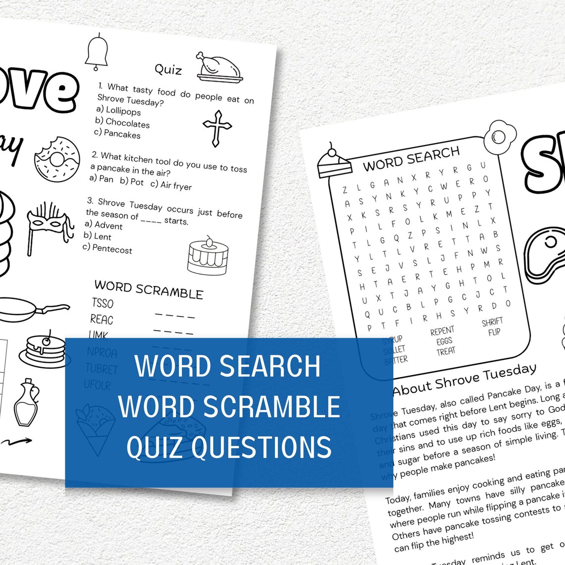 Shrove Tuesday Activity Placemat, Printable Sunday School Games ...