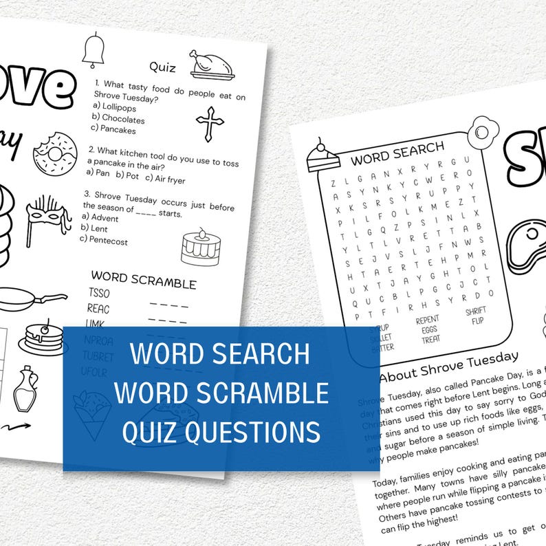 Shrove Tuesday Activity Placemat, Printable Sunday School Games ...