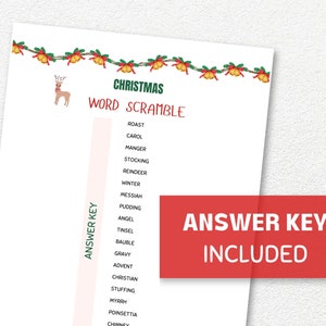 Christmas Word Scramble Printable, Christmas Games for Family, Word ...