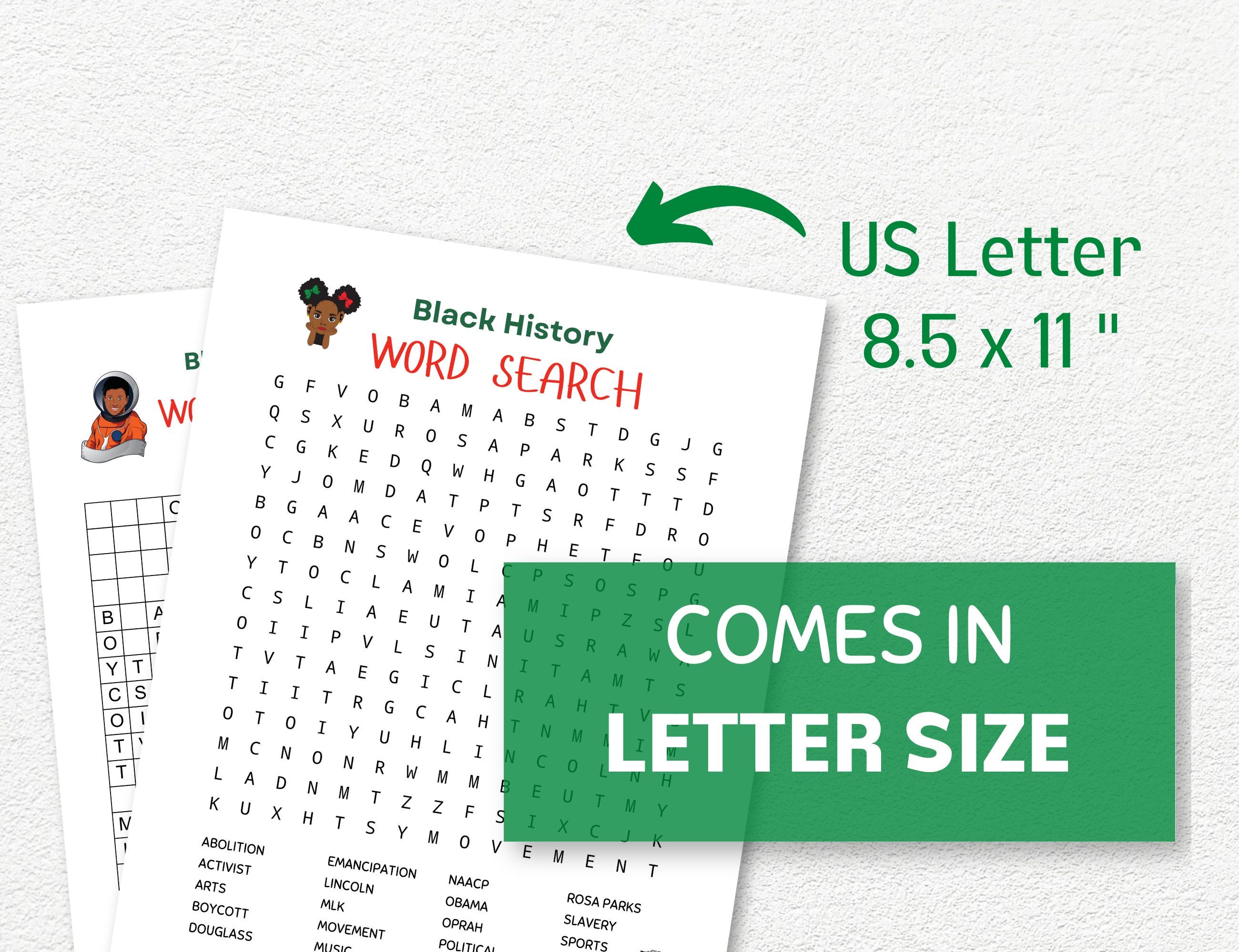 Black History Word Search Printable, Black History Month Worksheets ...