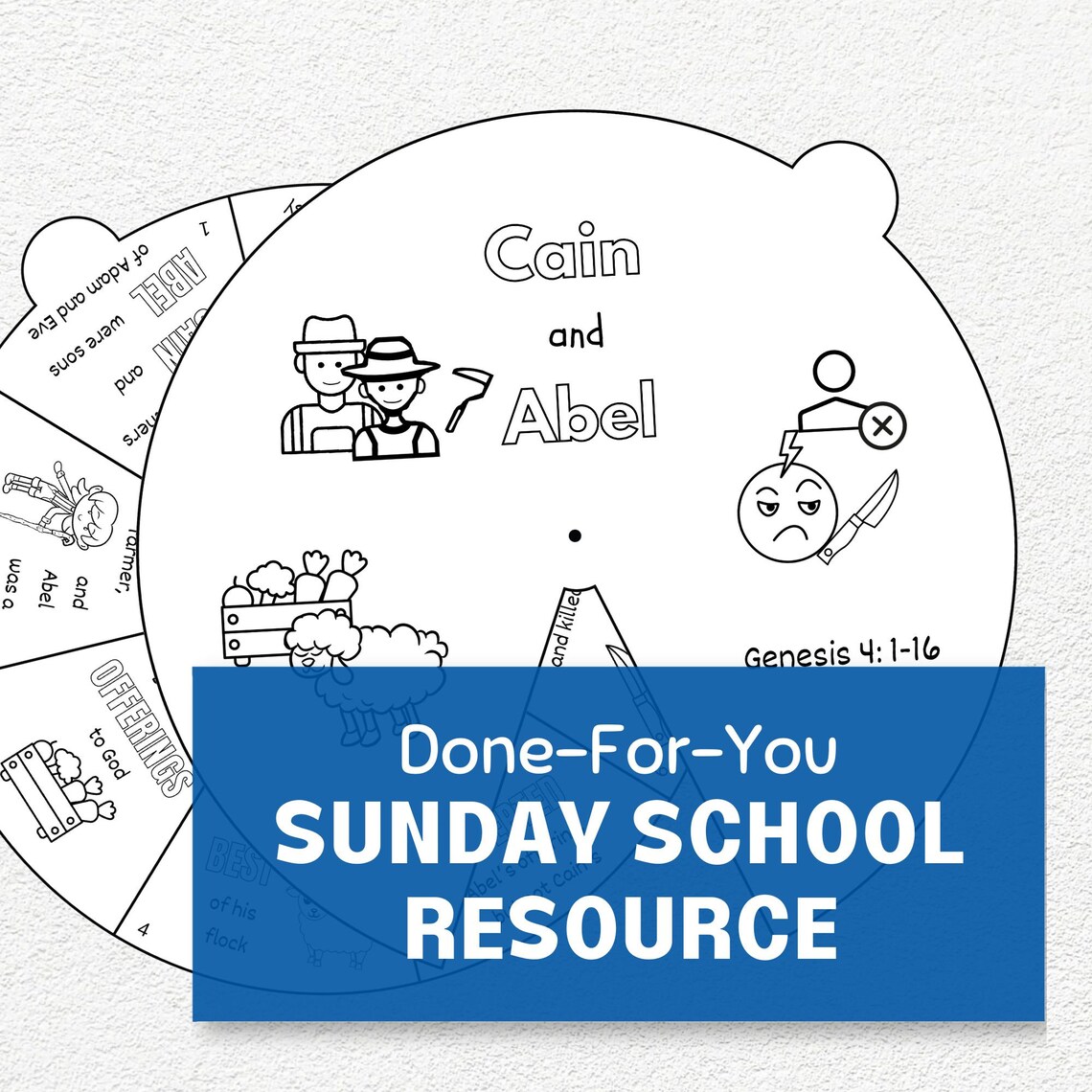 Cain and Abel Coloring Wheel, Printable Sunday School Lesson, Bible ...