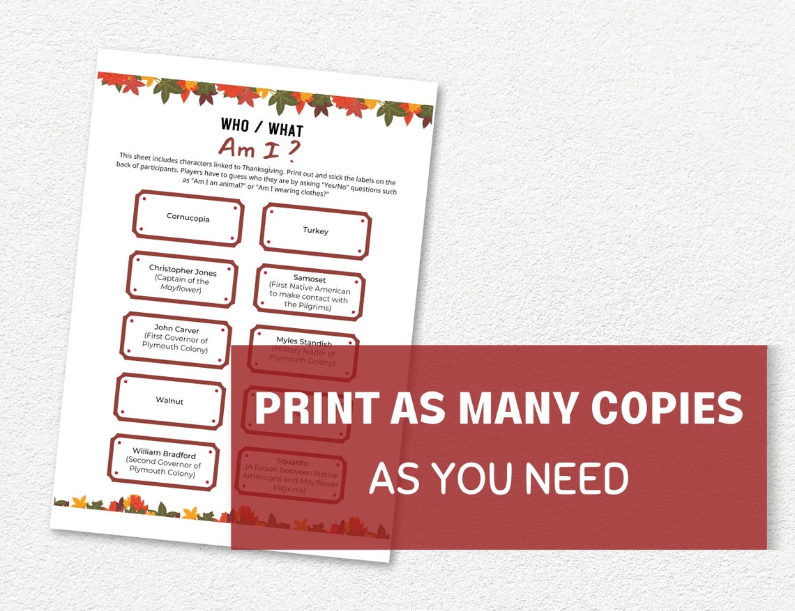 Thanksgiving Who Am I Game, Thanksgiving Guess My Word, Printable Guess ...