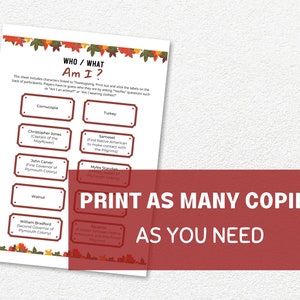 Thanksgiving Who Am I Game, Thanksgiving Guess My Word, Printable Guess ...