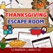 Thanksgiving Escape Room Printable, 12 PDF Puzzle Games, Thanksgiving ...