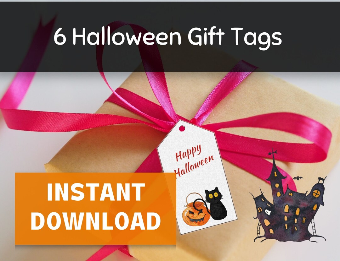 Halloween Gift Tags Printable, 6 Halloween Gift Tags for Kids, Holiday ...