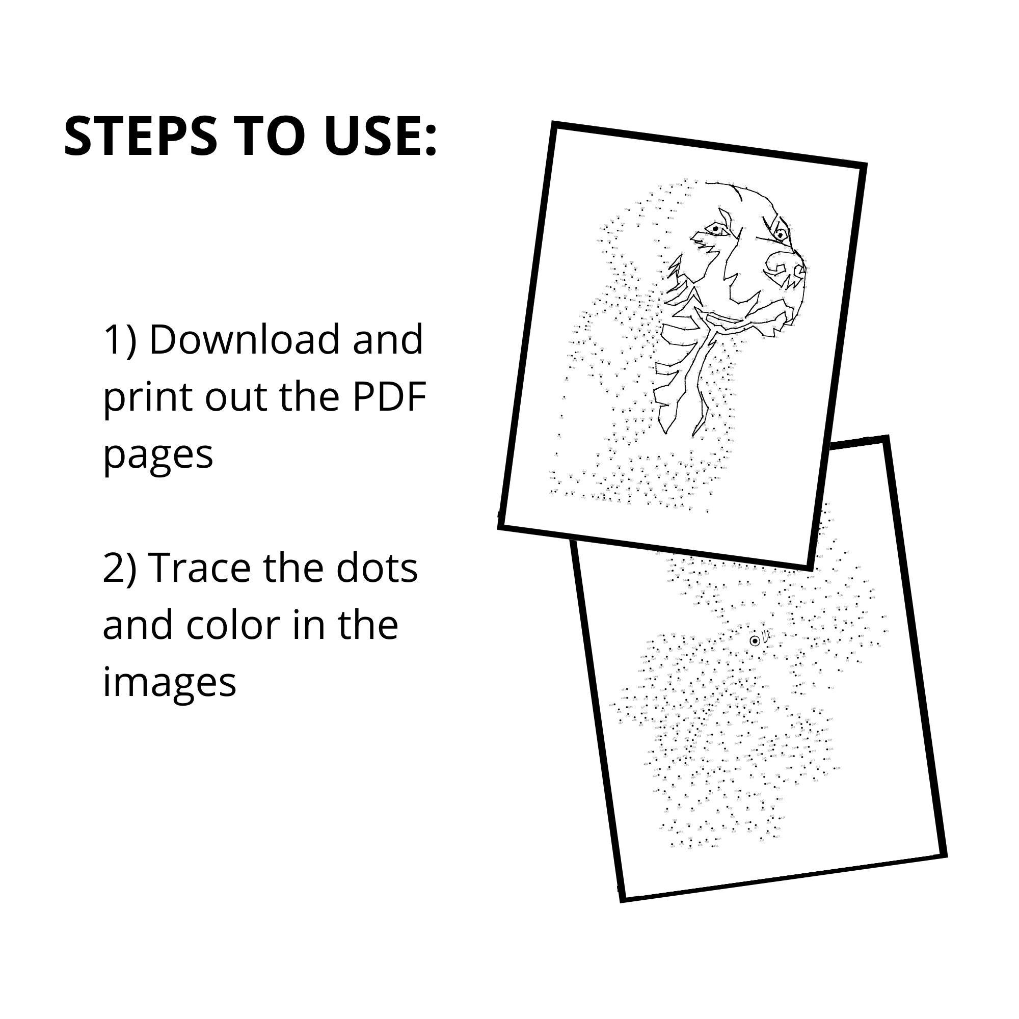 Pets Dot to Dot Activity, 20 Printable Worksheets for Adults and Teens ...
