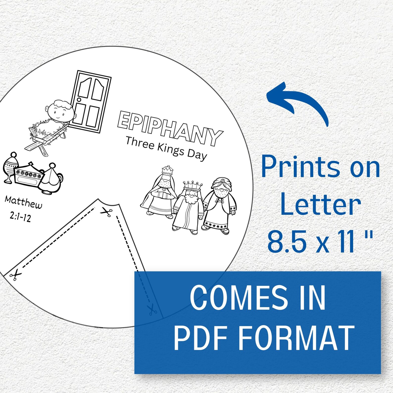 Epiphany Coloring Wheel, Three Kings Day Printable Craft, Kids Sunday ...