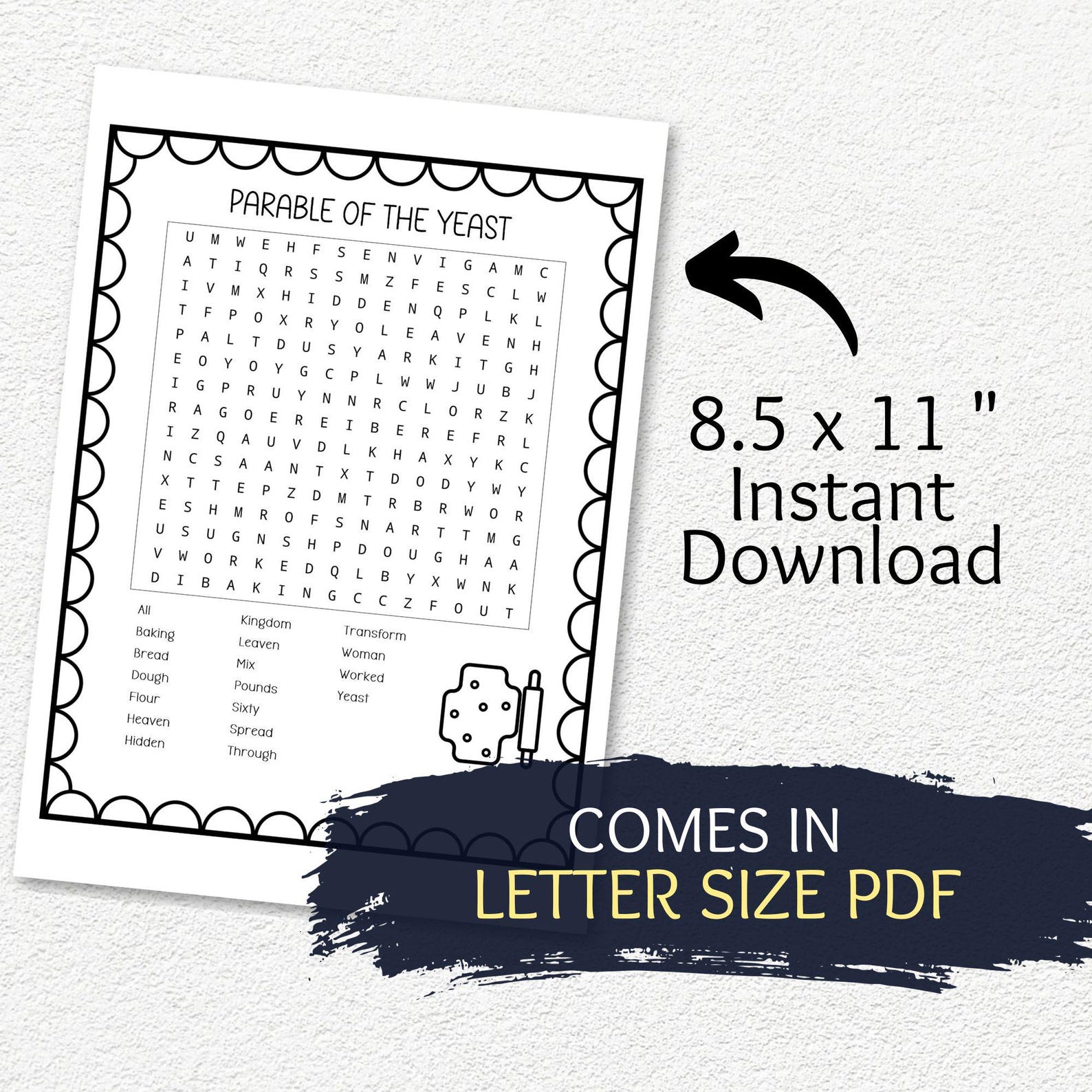 Parable of the Yeast Word Search, Printable Sunday School Activity With ...