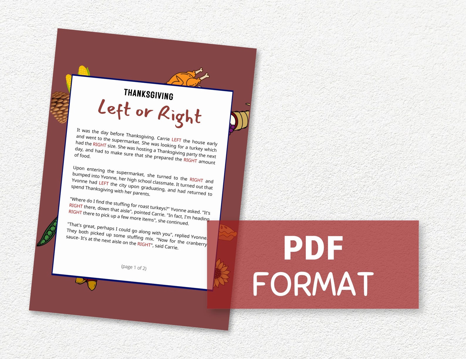 Thanksgiving Left Right Game Printable, Thanksgiving Pass the Prize ...