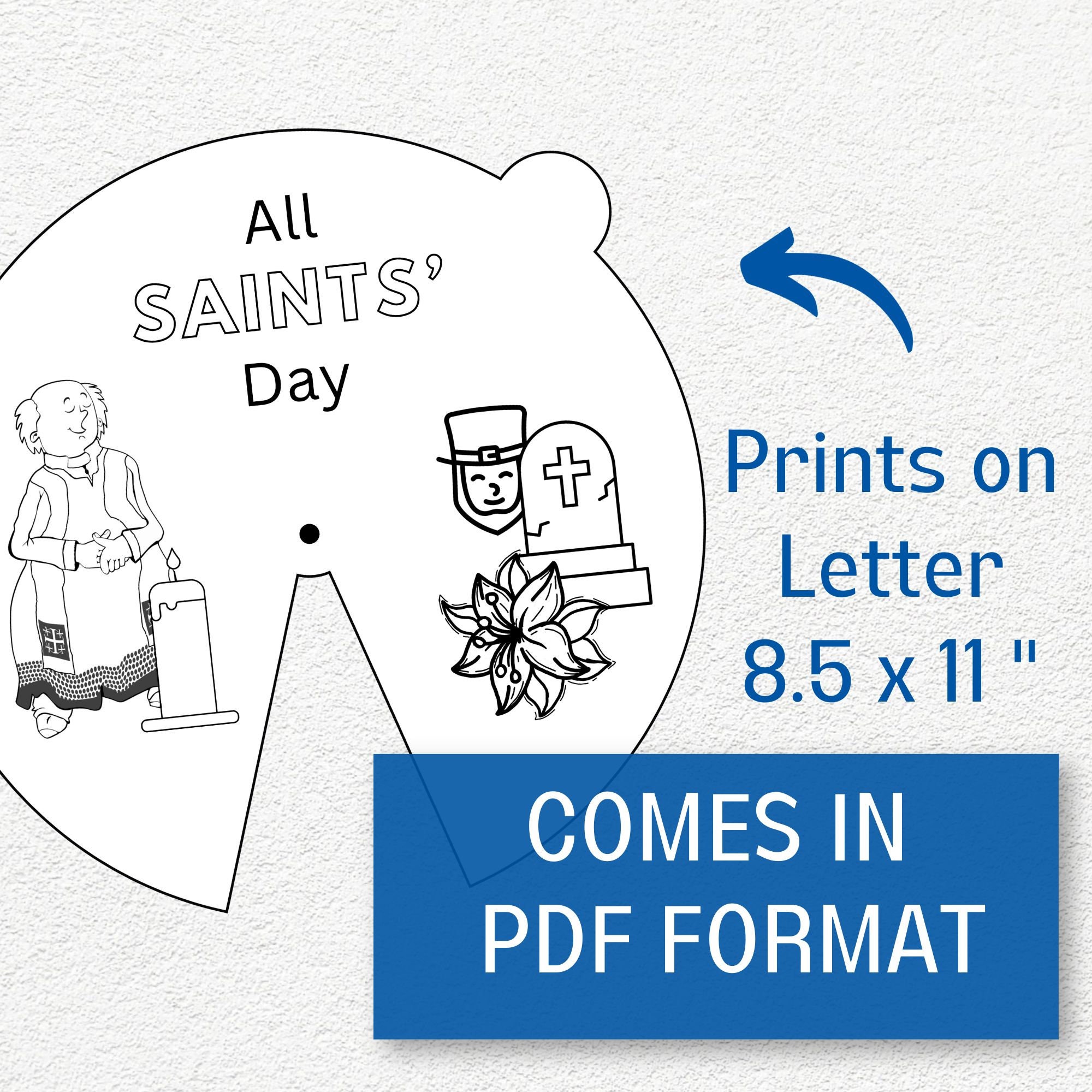 All Saints’ Day Coloring Wheel, Printable Sunday School Activities, All ...