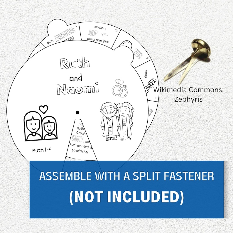 Ruth and Naomi Coloring Wheel, Printable Sunday School Lesson, Kids ...