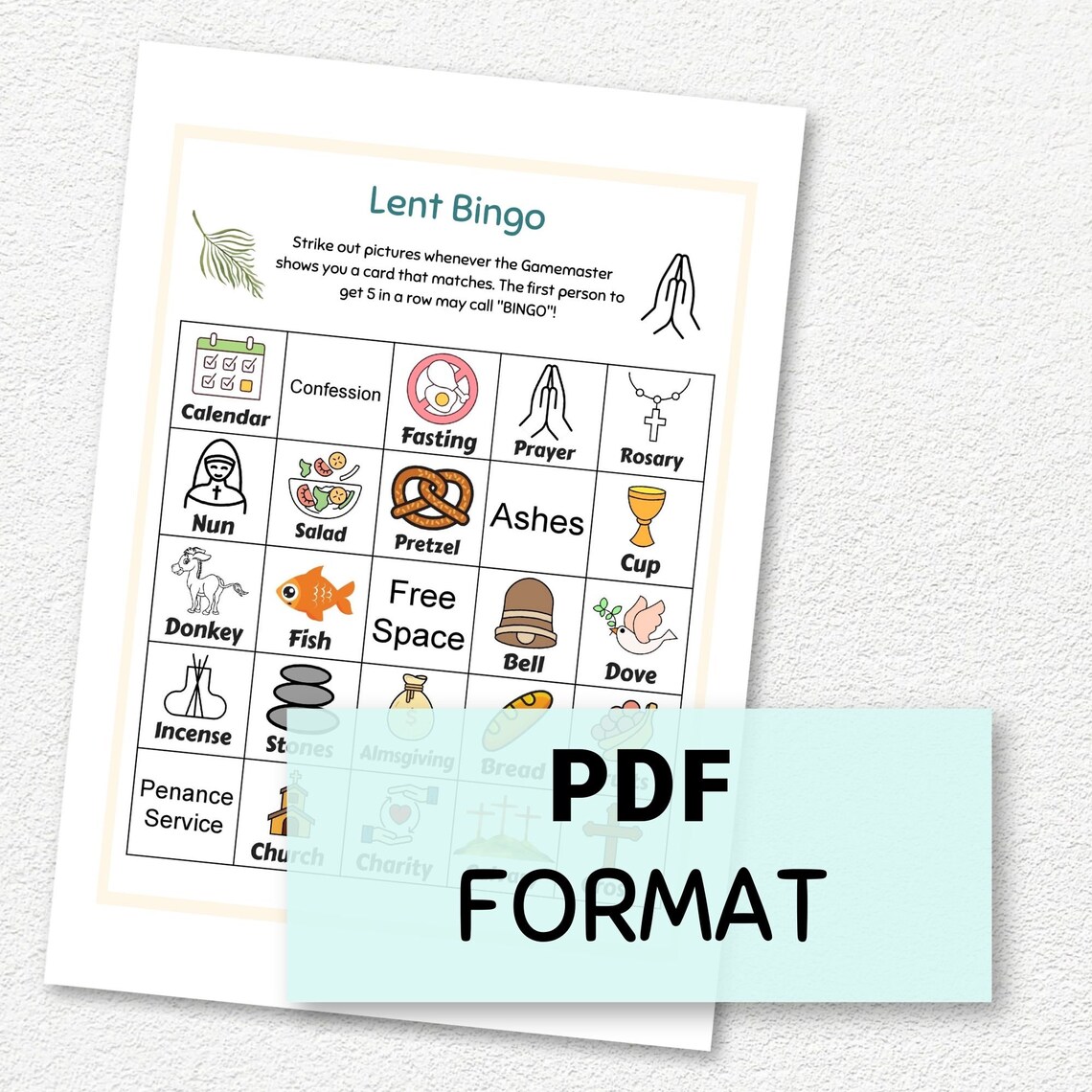 Lent Bingo Game Printable, 50 Printable Bingo Cards PDF, Lent ...