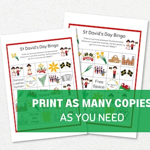 St David’s Day Bingo, 50 Printable Bingo Cards, Welsh-themed Bingo ...