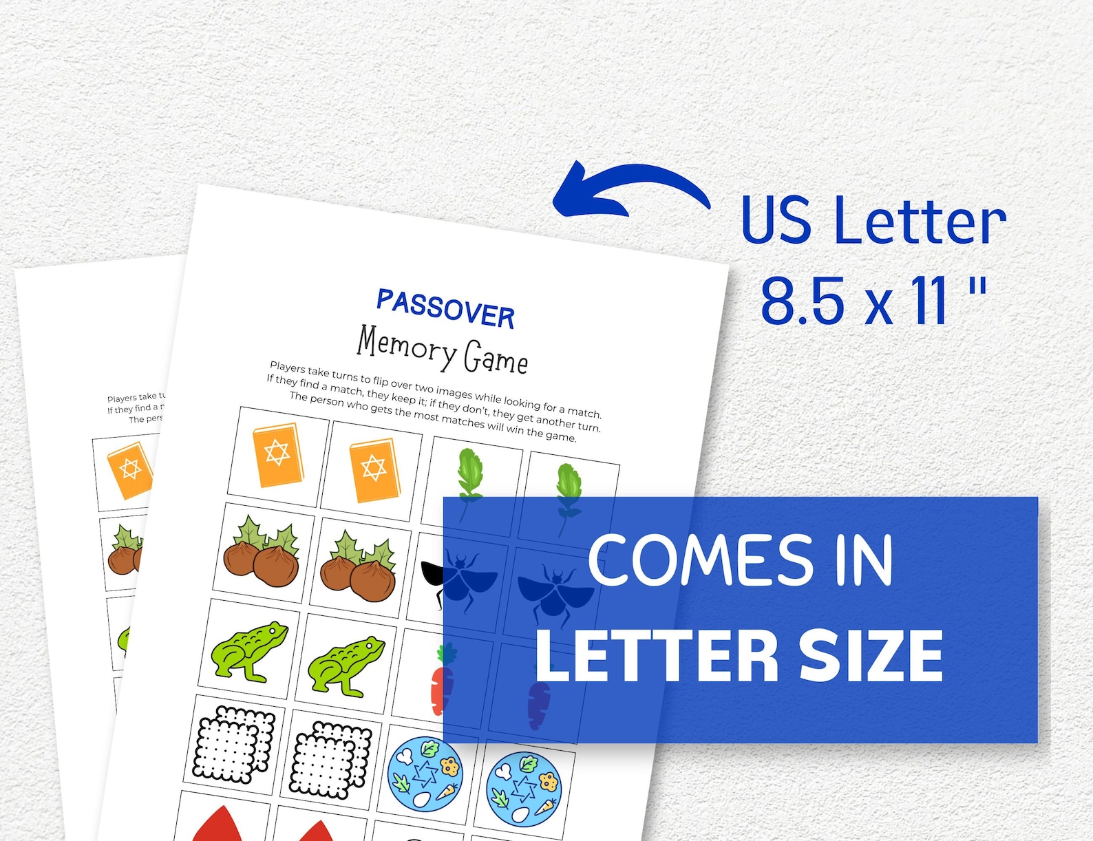 Passover Memory Game Printable, Memory Matching Game, Passover Party ...