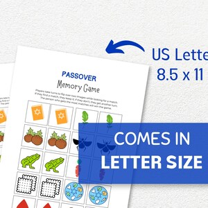 Passover Memory Game Printable, Memory Matching Game, Passover Party ...