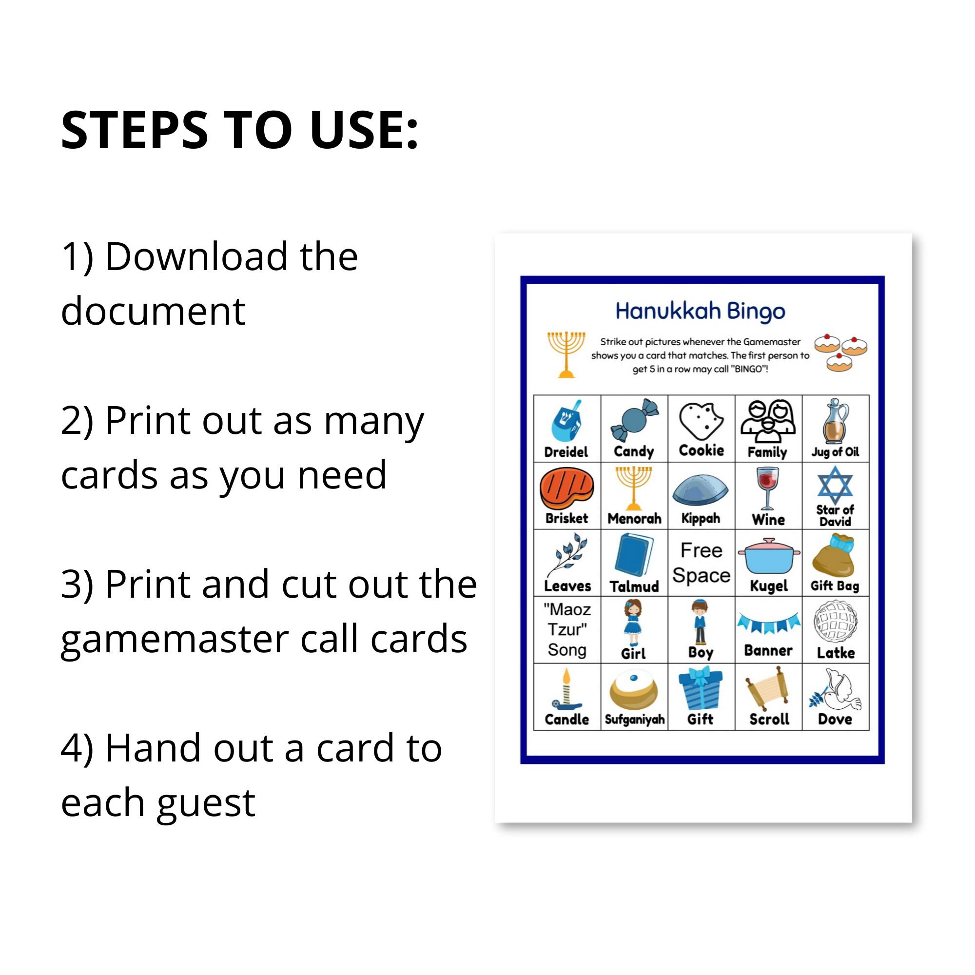 Hanukkah Bingo Game Printable, 50 Holiday Bingo Cards PDF, Chanukah ...