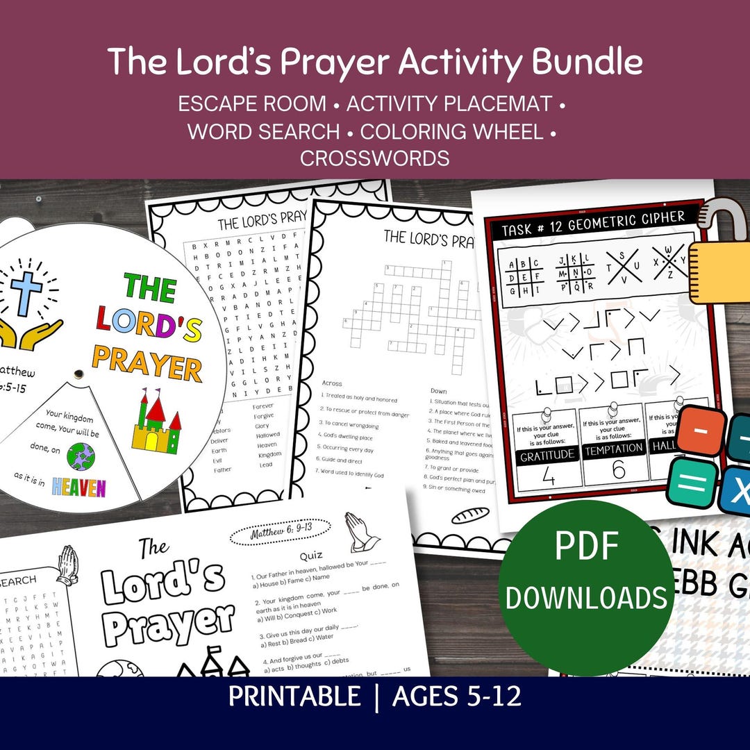 The Lord's Prayer Activity Bundle, 5 Printable Sunday School Games ...