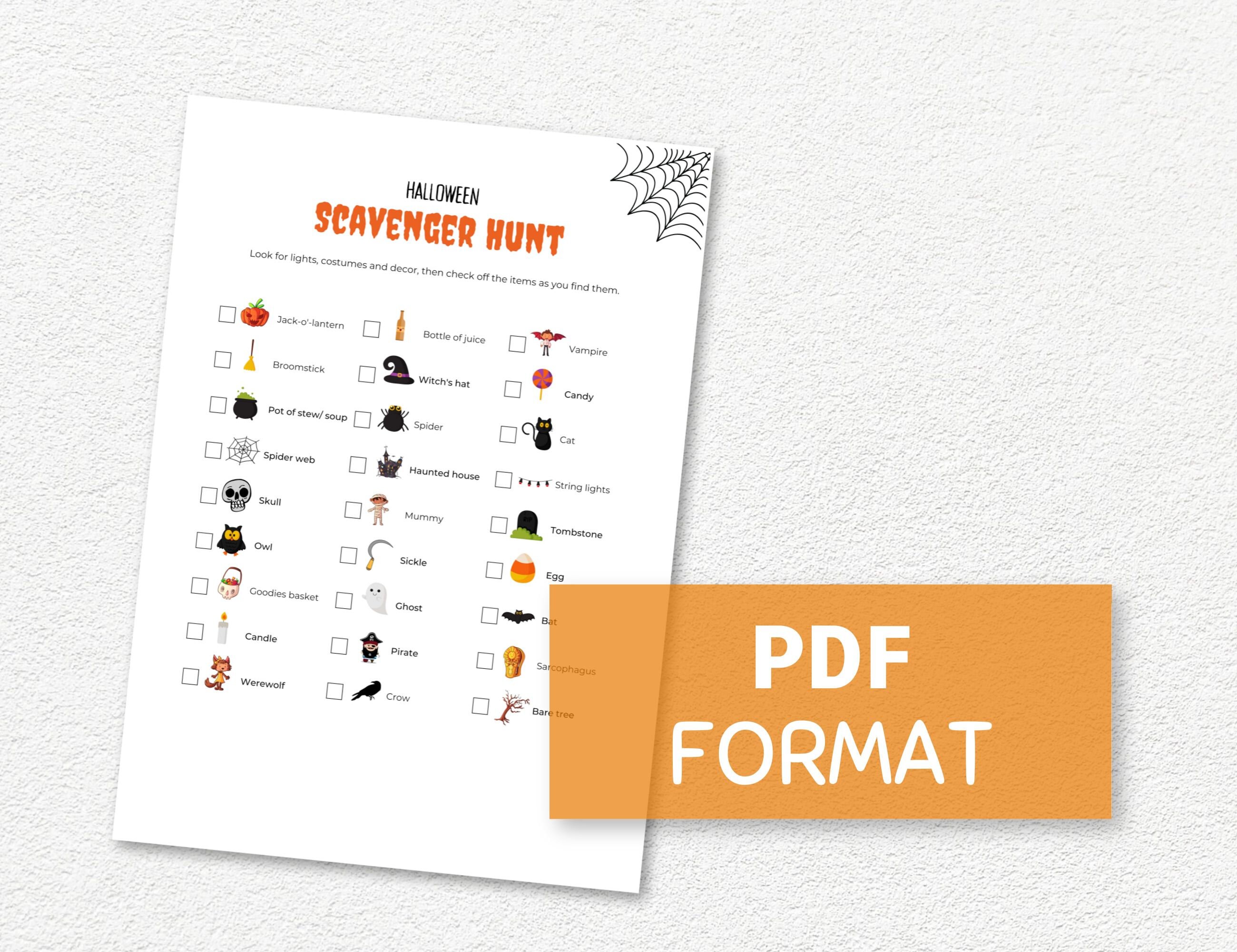 Halloween Scavenger Hunt Printable, Scavenger Hunt Office, Scavenger ...