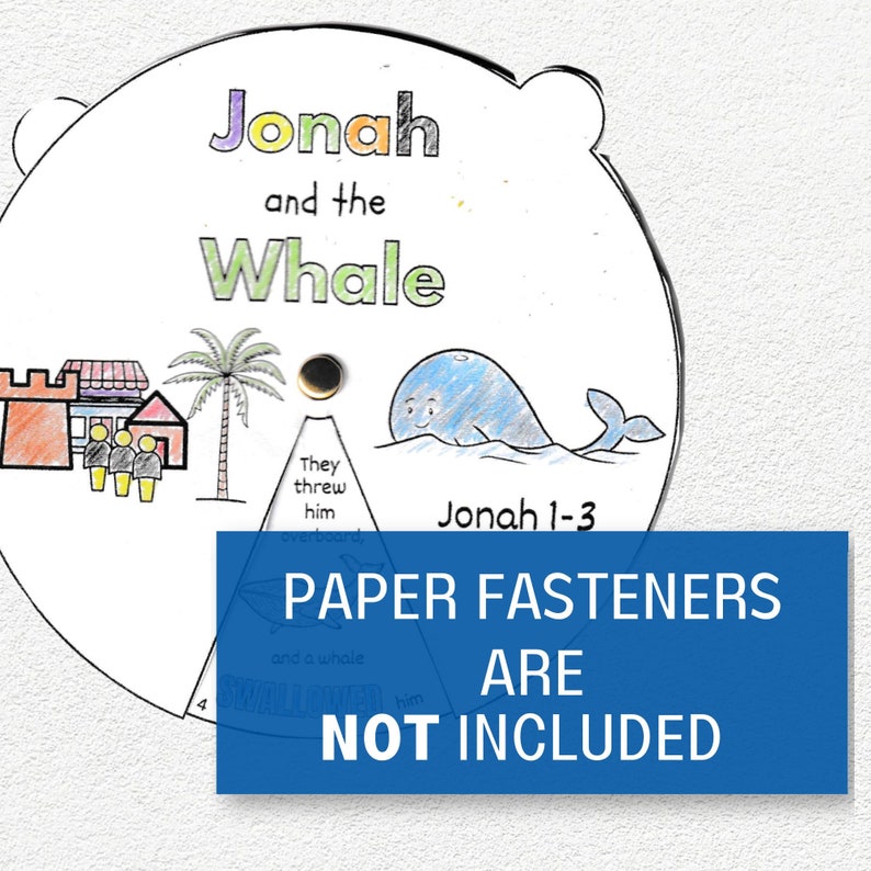 Jonah and the Whale Coloring Wheel, Printable Sunday School Lesson ...