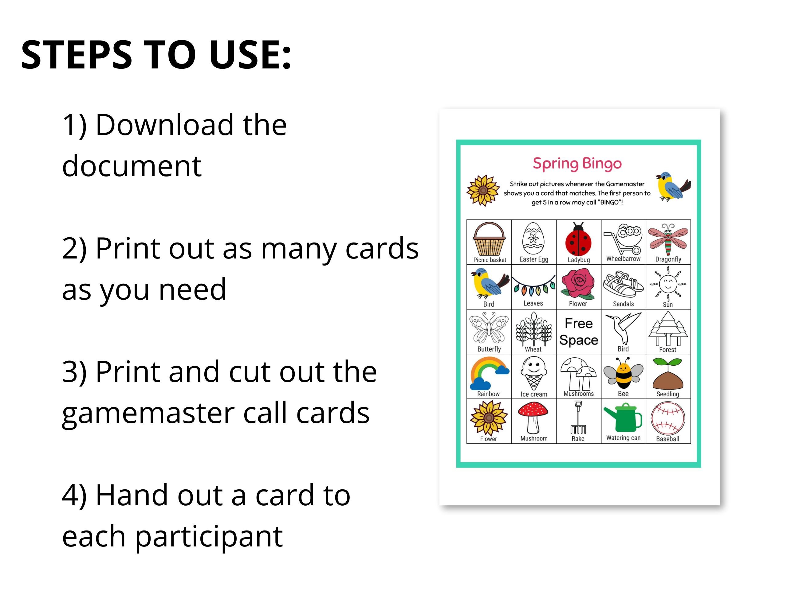 Spring Bingo Cards Printable, Seasonal Bingo 100 Cards, Spring ...