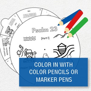Psalm 23 Coloring Wheels, Printable Sunday School Craft, Kids Bible ...