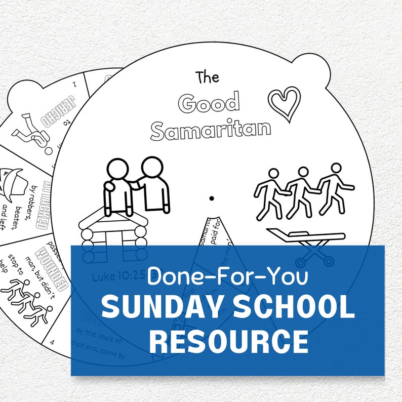 The Good Samaritan Coloring Wheel, Printable Sunday School Craft, Kids ...
