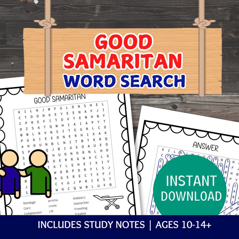 Parable of the Good Samaritan Word Search, Printable Sunday School ...