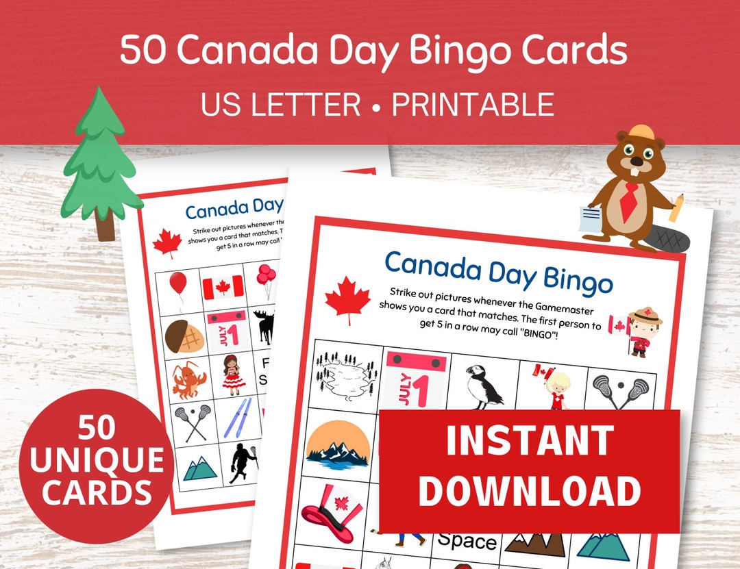 Canada Day Bingo Printable, Holiday Bingo 50 Cards, Summer Bingo PDF ...