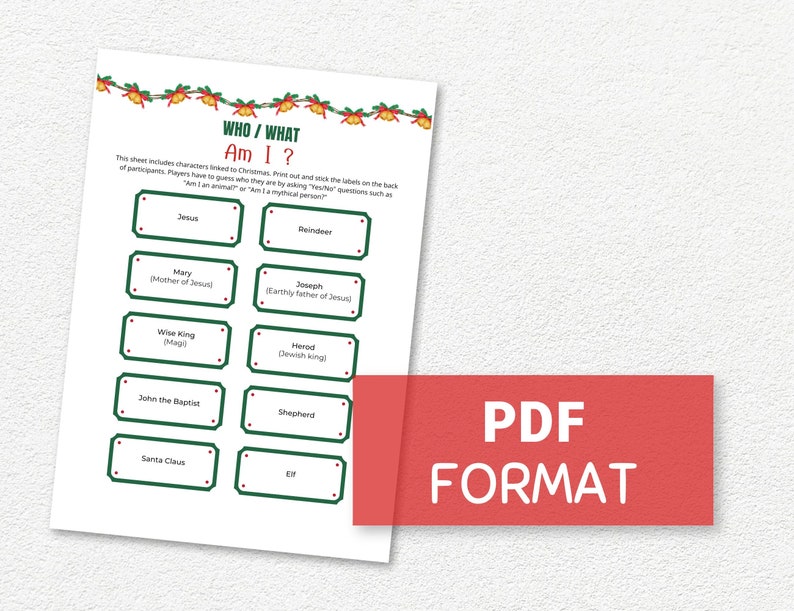 Christmas Who Am I Game, Printable Christmas Guess Who, Party Game for ...