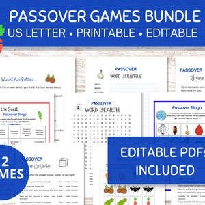 Passover Game Bundle Printable, 12 Editable Passover Activities for ...