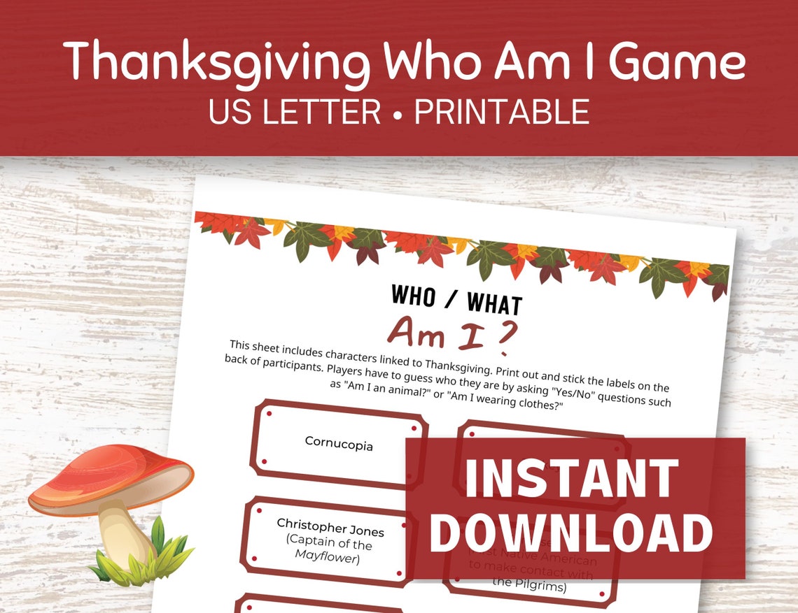 Thanksgiving Who Am I Game, Thanksgiving Guess My Word, Printable Guess ...