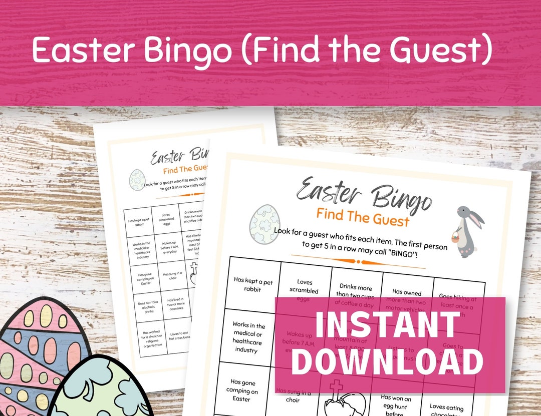 Easter Bingo Printable, Find the Guest Game in Letter and A4 Sizes ...
