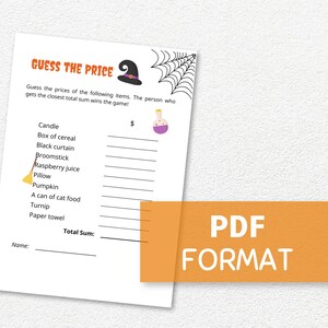 Halloween Guess the Price Printable, Halloween Guessing Game, Party ...