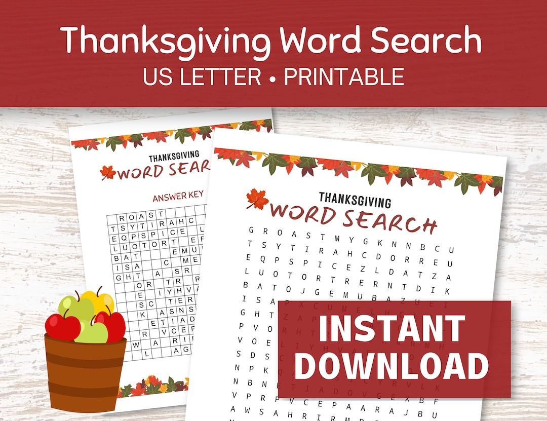 Thanksgiving Word Search Printable, Thanksgiving Word Search for Kids ...