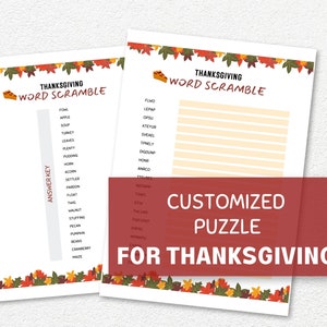 Thanksgiving Word Scramble Printable, Thanksgiving Games for Family ...