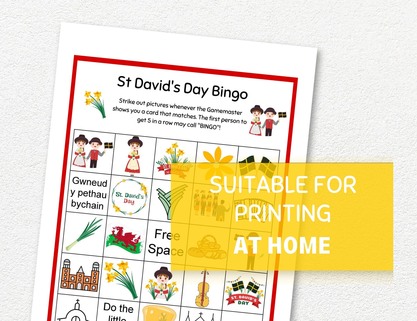 St David’s Day Bingo, 50 Printable Bingo Cards, Welsh-themed Bingo ...