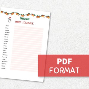 Christmas Word Scramble Printable, Christmas Games for Family, Word ...