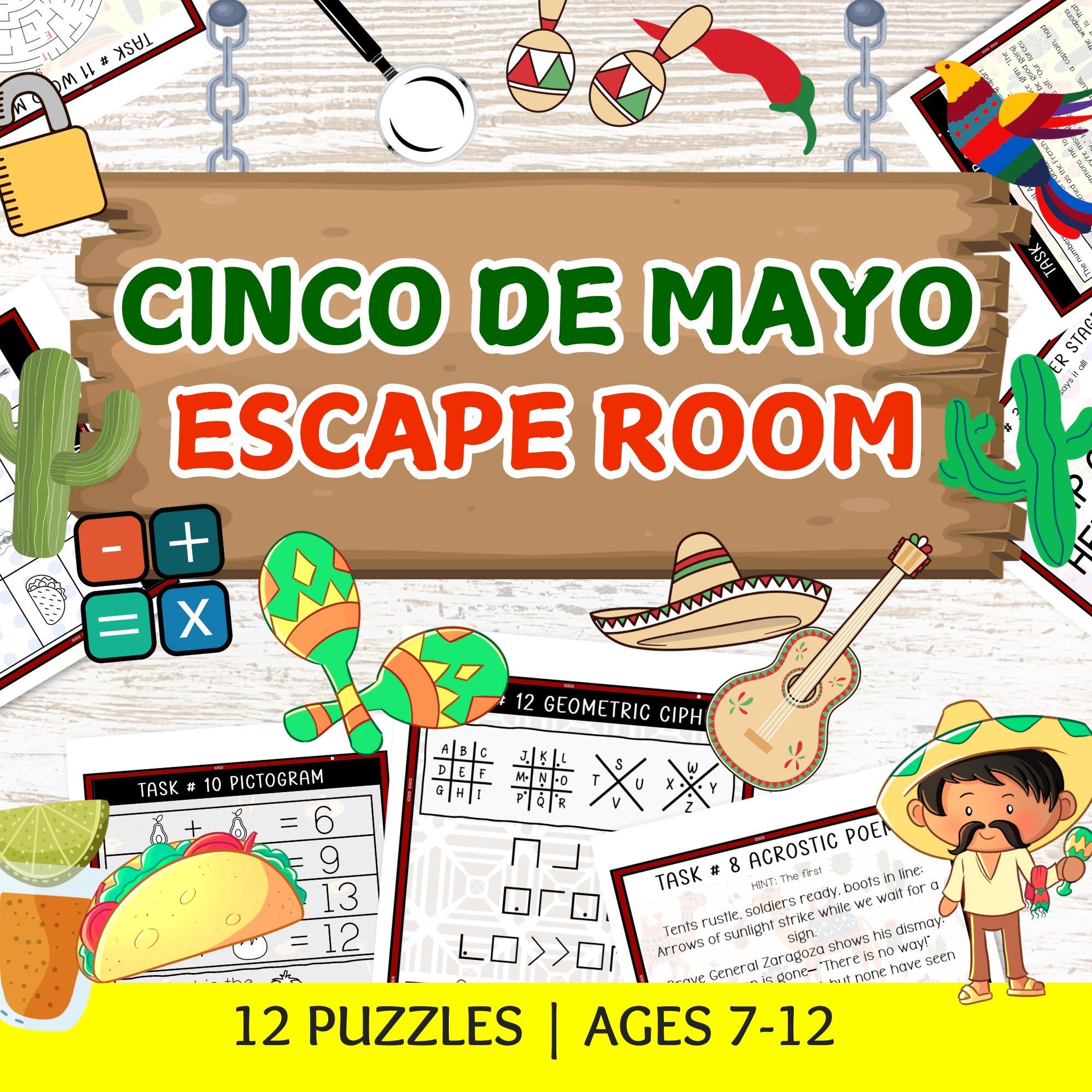 Cinco De Mayo Escape Room, 12 Printable PDF Puzzles, Mexican History ...