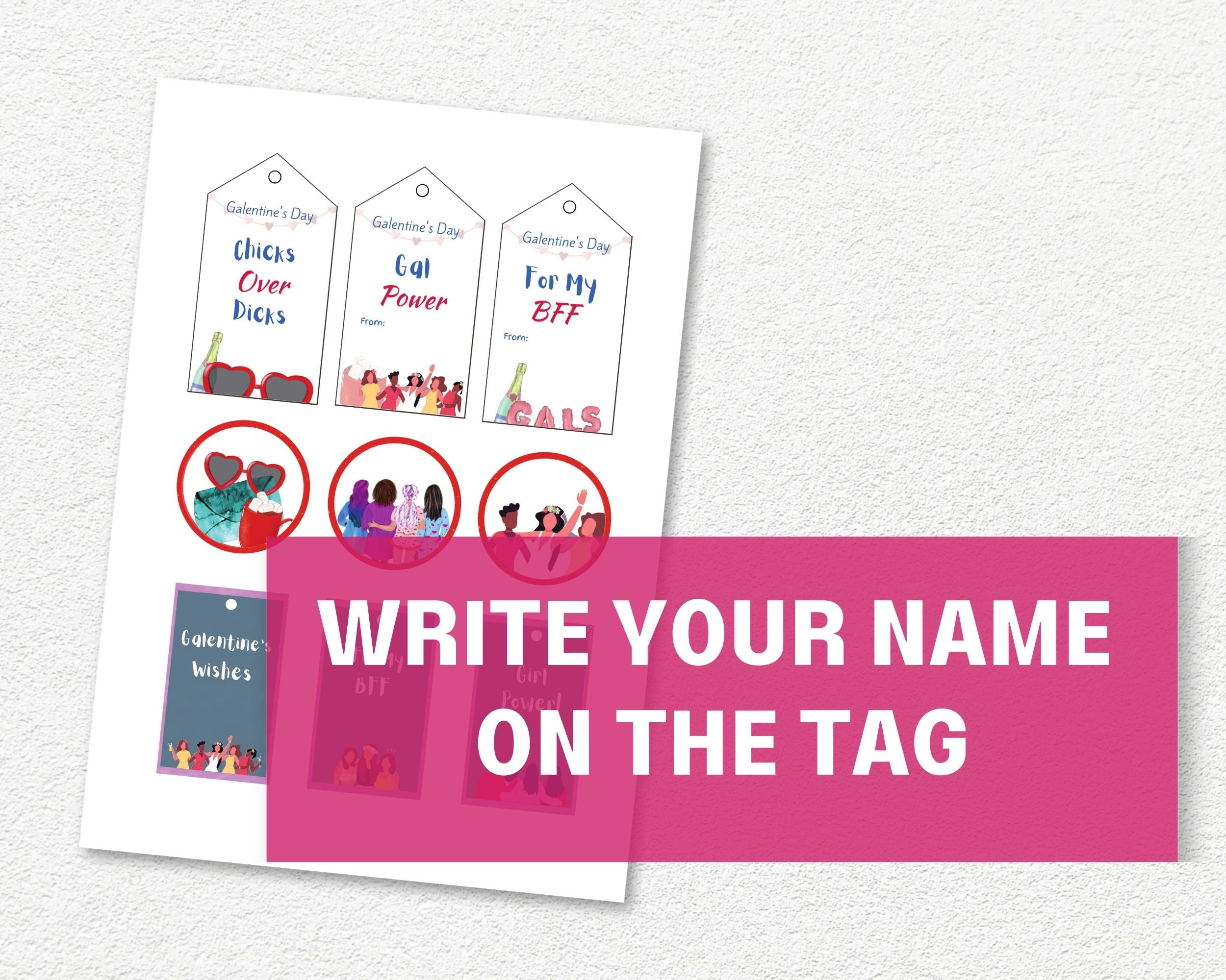 Galentine’s Day Gift Tag Printable – Set of 9 Gal Power Labels for ...