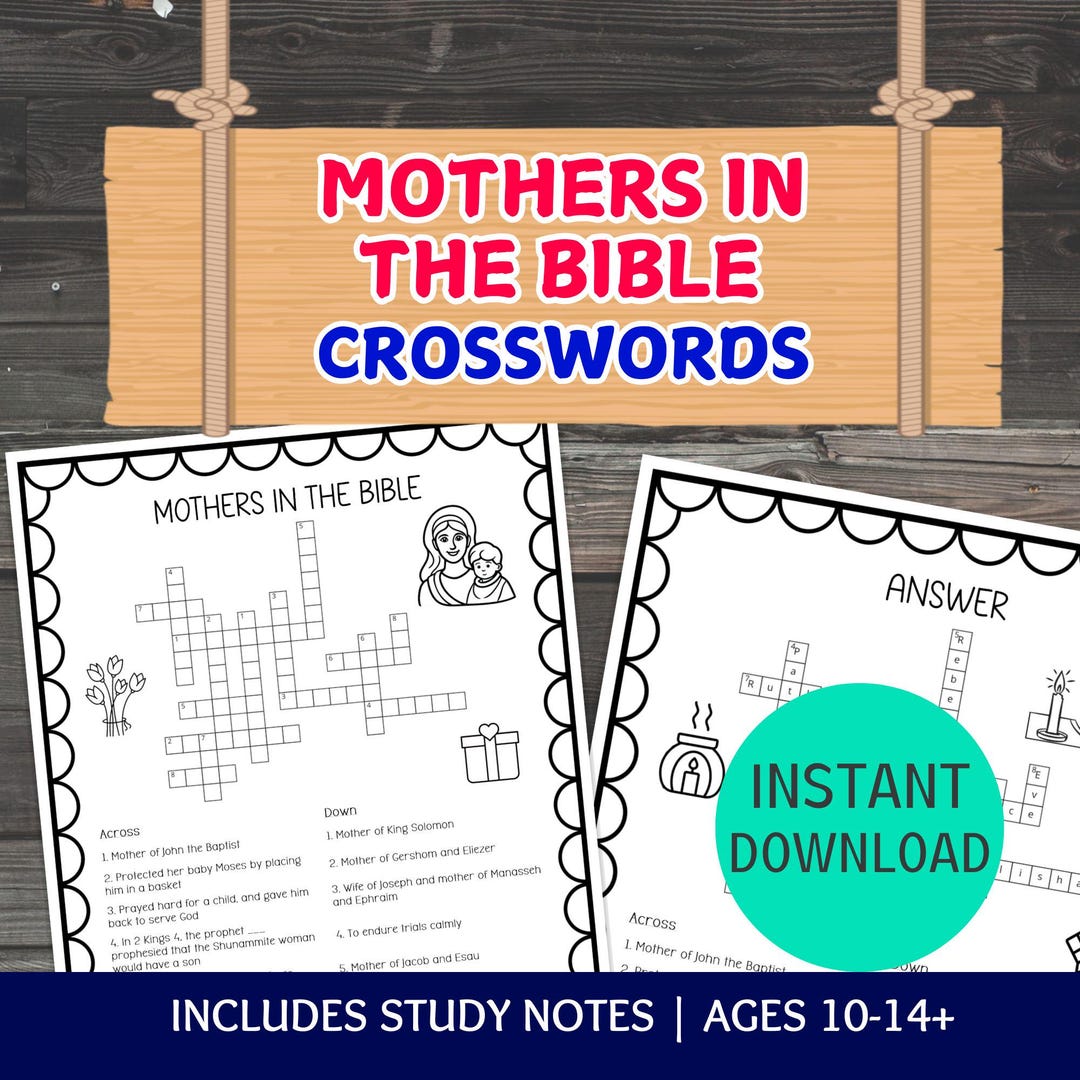 Mothers in the Bible Crossword Puzzle, Mother’s Day Sunday School ...