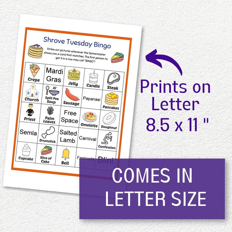 Shrove Tuesday Bingo, 50 Printable Bingo Cards, Pancake Day Activities ...