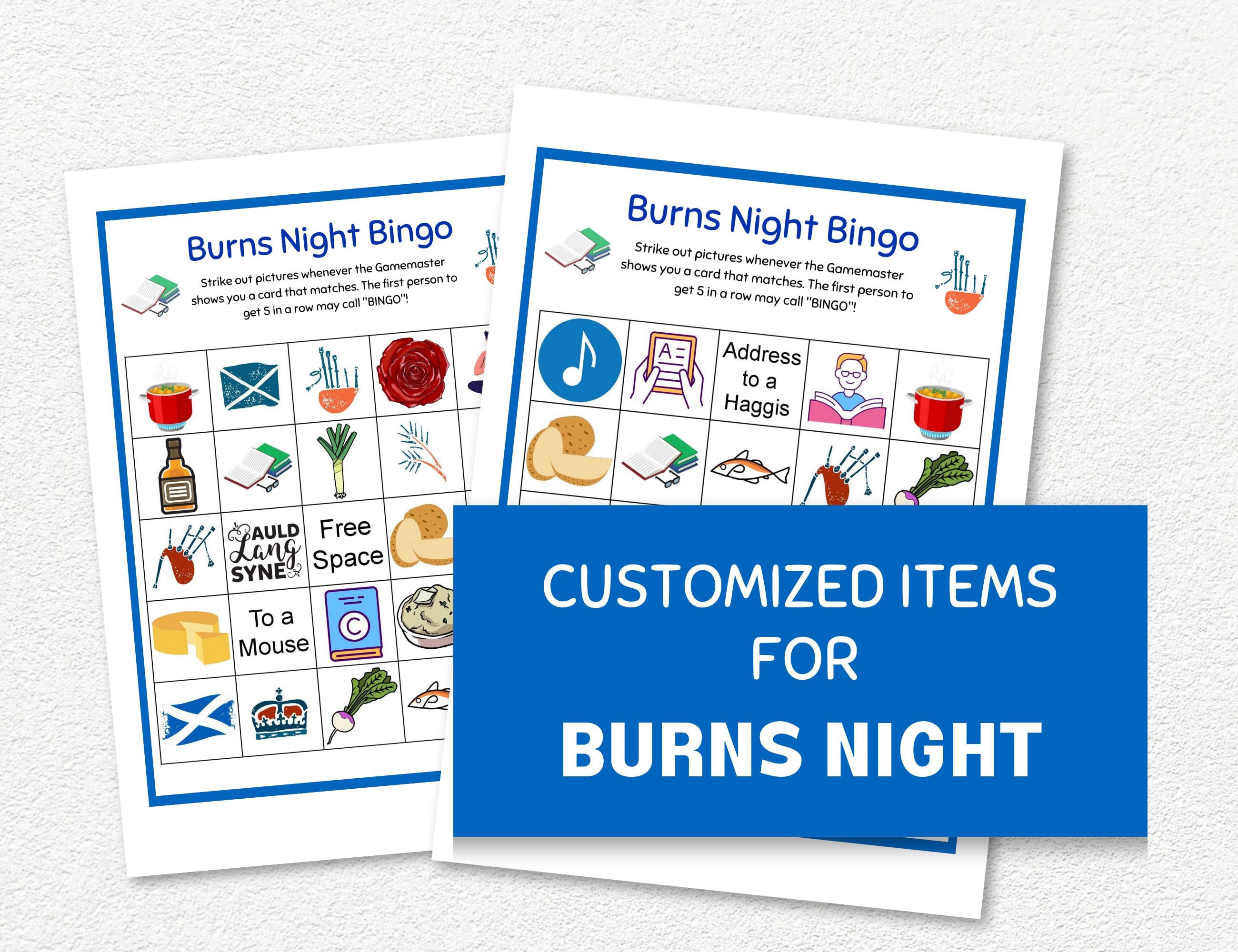 Burns Night Bingo, Holiday Bingo 50 Cards, Scottish Themed Bingo Games ...