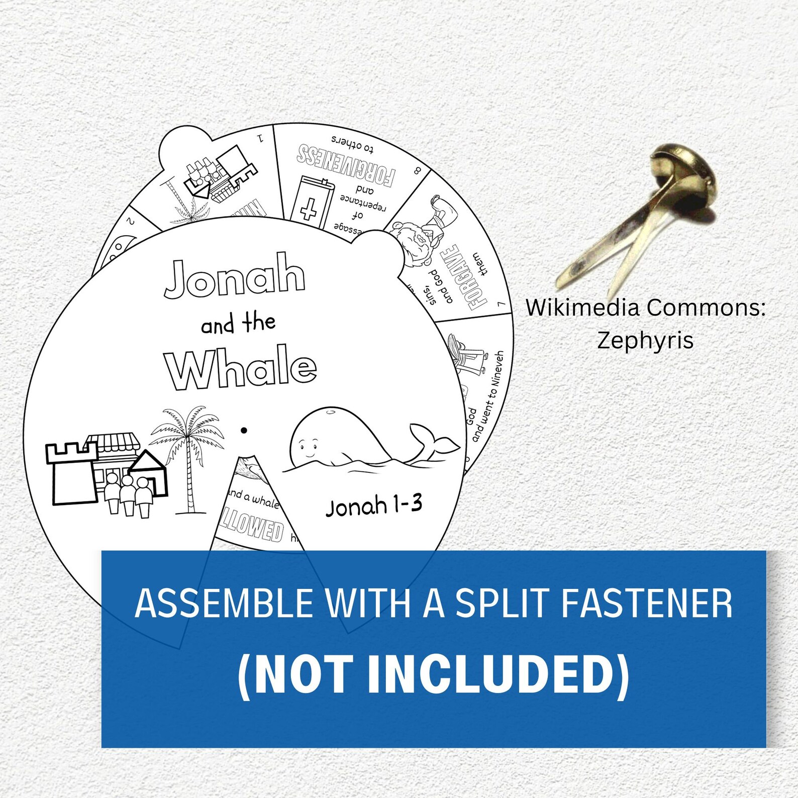 Jonah and the Whale Coloring Wheel, Printable Sunday School Lesson ...