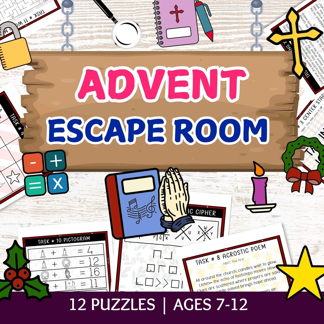 Advent Escape Room, 12 Printable PDF Puzzles, Advent Christmas ...