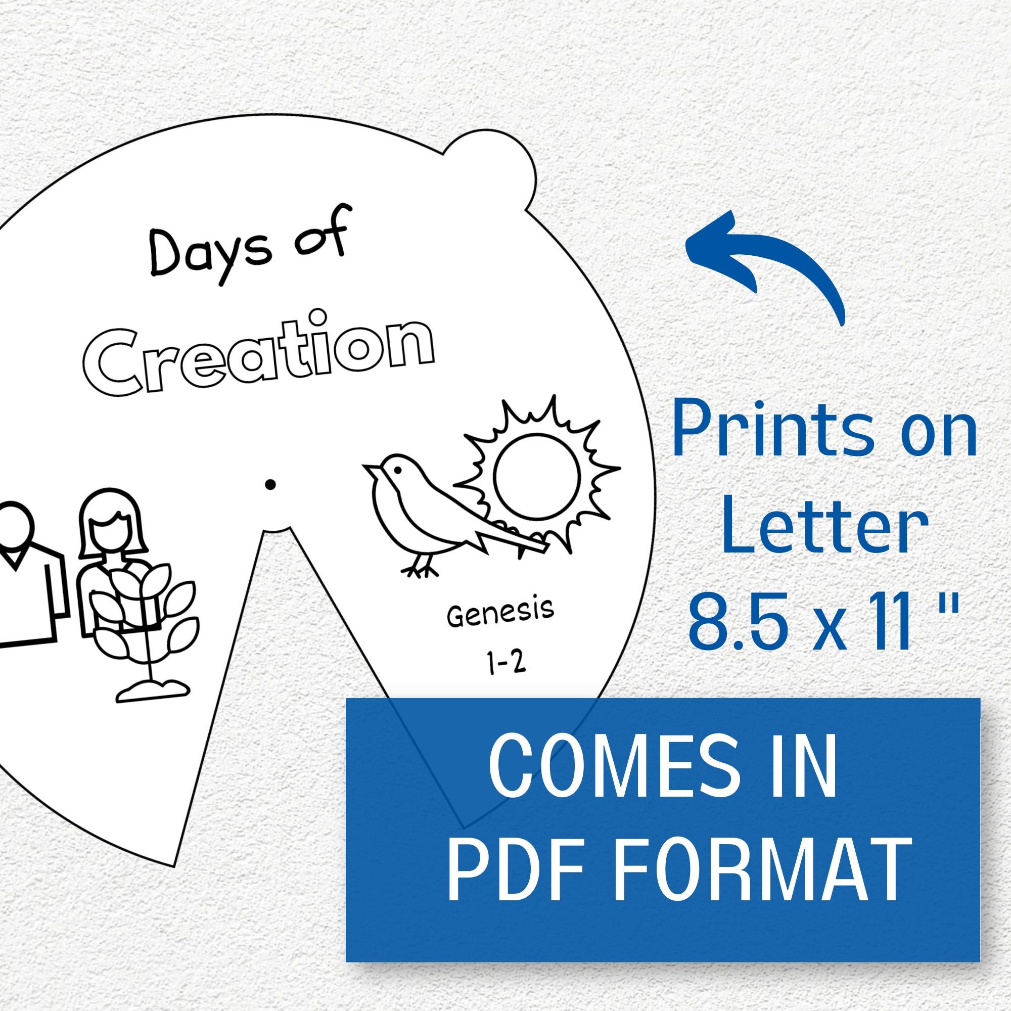 Days of Creation Coloring Wheel, Printable Sunday School Lesson ...