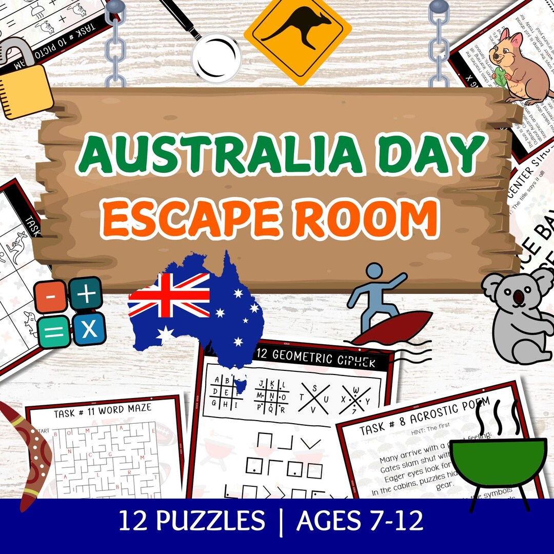 Australia Day Escape Room, 12 Printable Puzzles, Aussie Culture ...