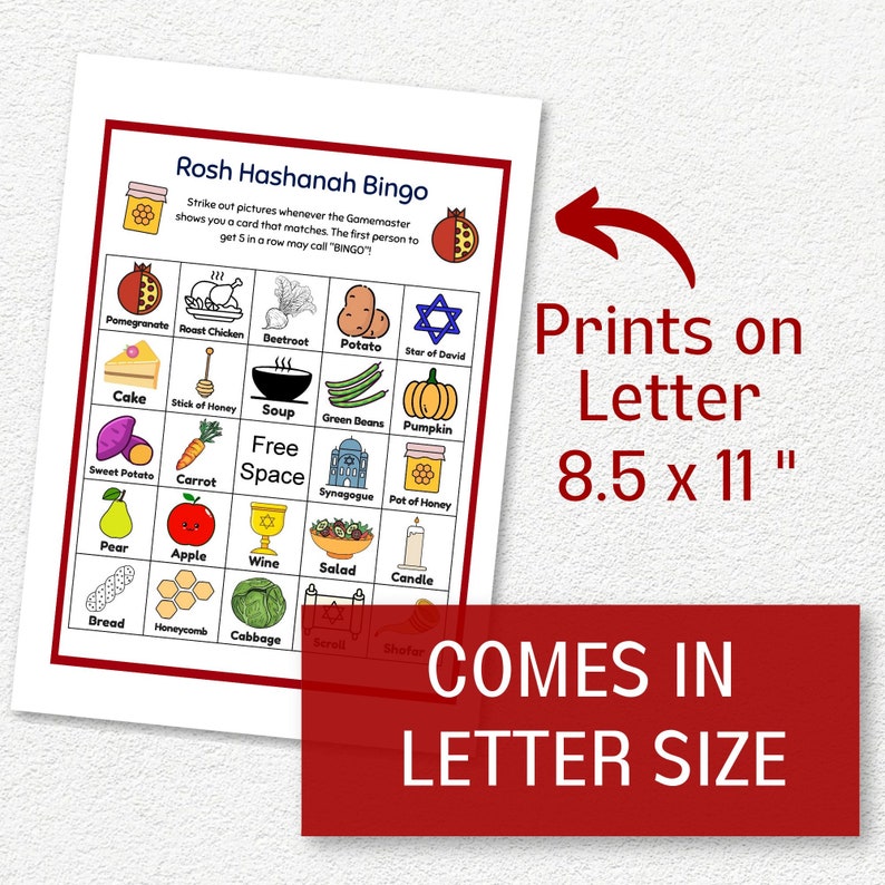 Rosh Hashanah Bingo Game, Holiday Bingo 50 Cards, Jewish New Year ...
