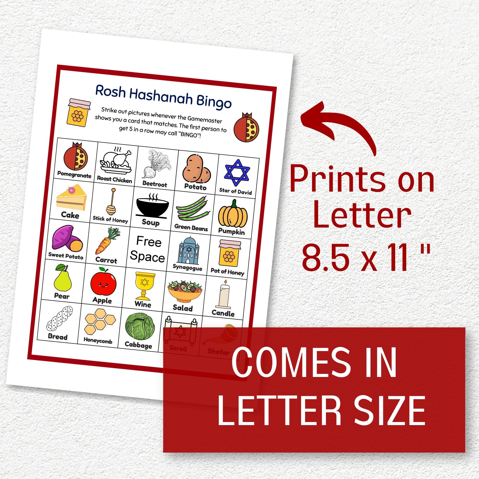 Rosh Hashanah Bingo Game, Holiday Bingo 50 Cards, Jewish New Year ...