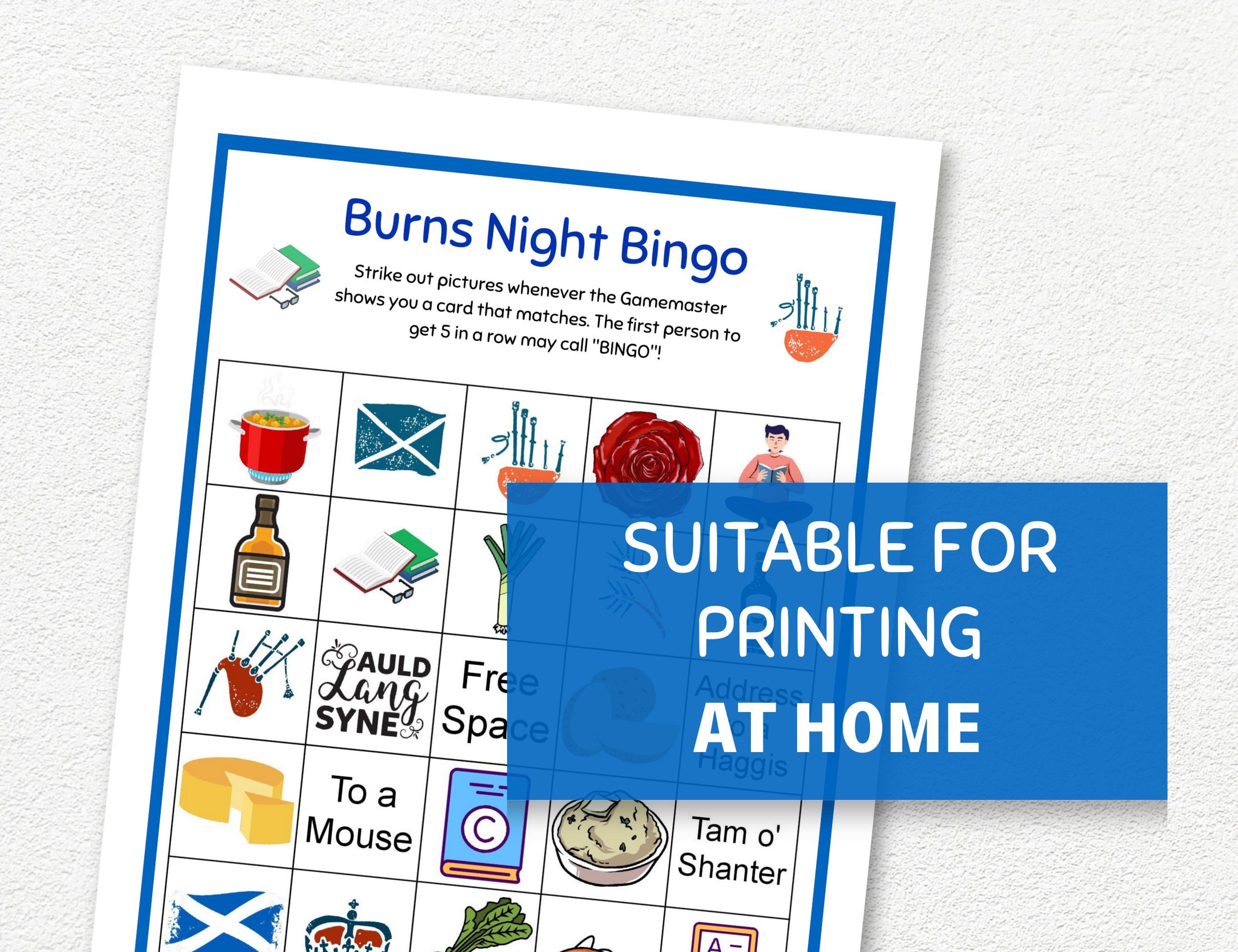 Burns Night Bingo, Holiday Bingo 50 Cards, Scottish Themed Bingo Games ...
