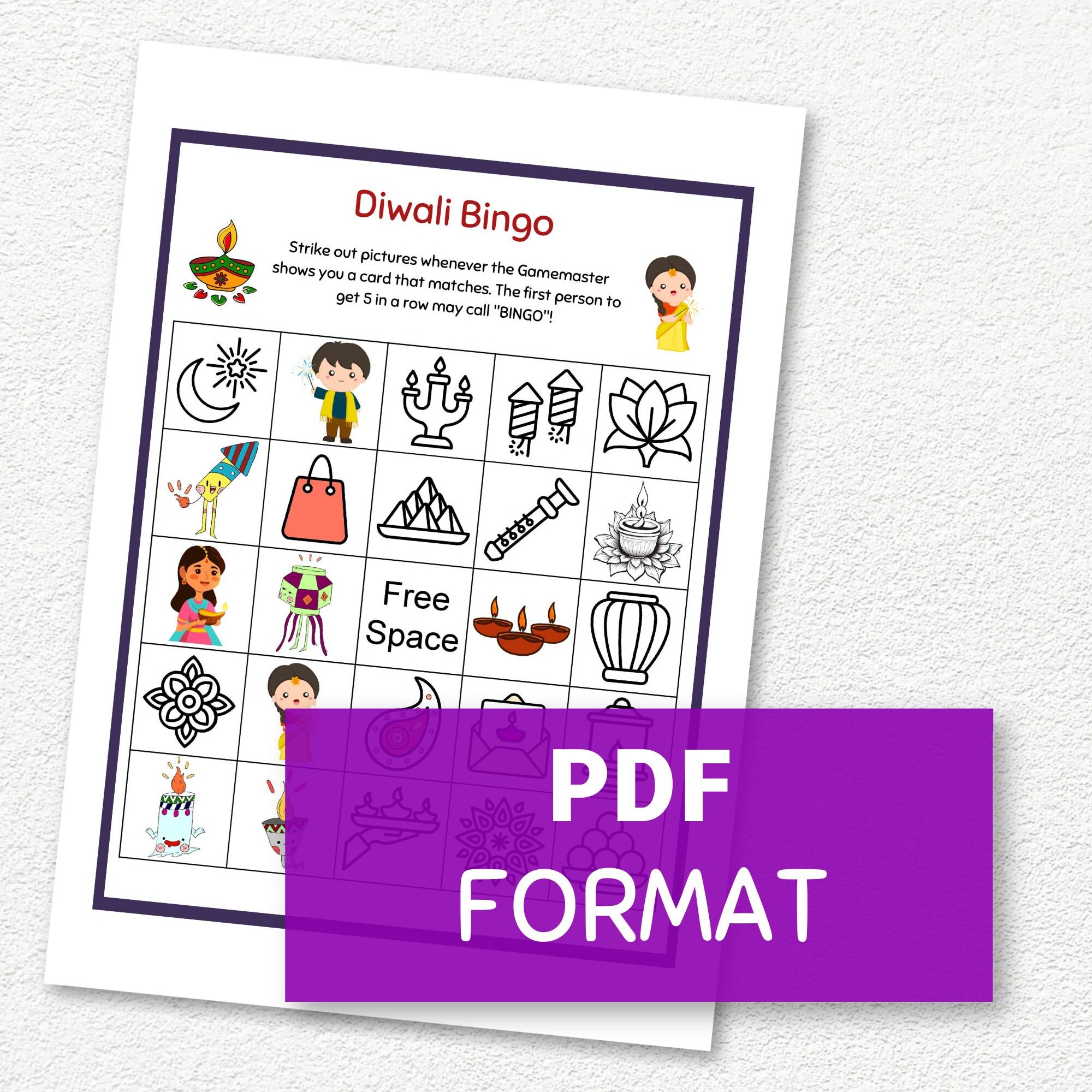 Diwali Bingo Game Printable, 50 Holiday Bingo Cards PDF, Diwali Kids ...